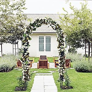 JP Outdoor Garden Arch, Steel Garden Arch Arbor Trellis for Climbing Plants, Indoor Outdoor Wedding Party Decoration, 7'8inch H x 4'5inch W, Dark Green (GM)
