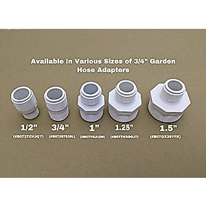 Van Enterprises PVC Garden Hose Adapter (Male 1.5" NPT x 3/4" GHT) for Sump Pump and Pool Pump Hose Adapter