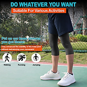 Knee Compression Sleeves, 1 Pair, Can Be Worn Under Pants, 20-30mmHg Strong Support Knee Brace for Unisex, Knee Support for Meniscus Tear, Arthritis, Pain Relief, Injury Recovery, Daily Wear,Black 3XL