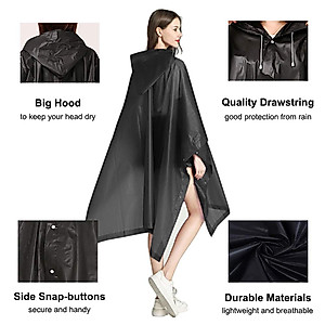 HLKZONE Rain Ponchos for Adults, [Pack of 2] Portable EVA Rain Coat Rain Jacket Reusable Raincoats with Drawstring Hood