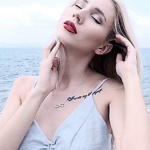 BlingGem Necklace for Women 925 Sterling Silver Infinity Rose Dainty Pendant 18K White Gold-Plated Rose Flower Romantic Love Anniversary Birthday Gifts for Women Wife