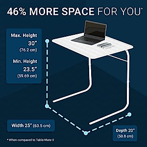 Table Mate XL TV Tray Table - Folding Couch Table Trays for Eating Snack Food, Stowaway Laptop Stand, Portable Bed Dinner Tray - Adjustable TV Table with 4 Set Angles, Black