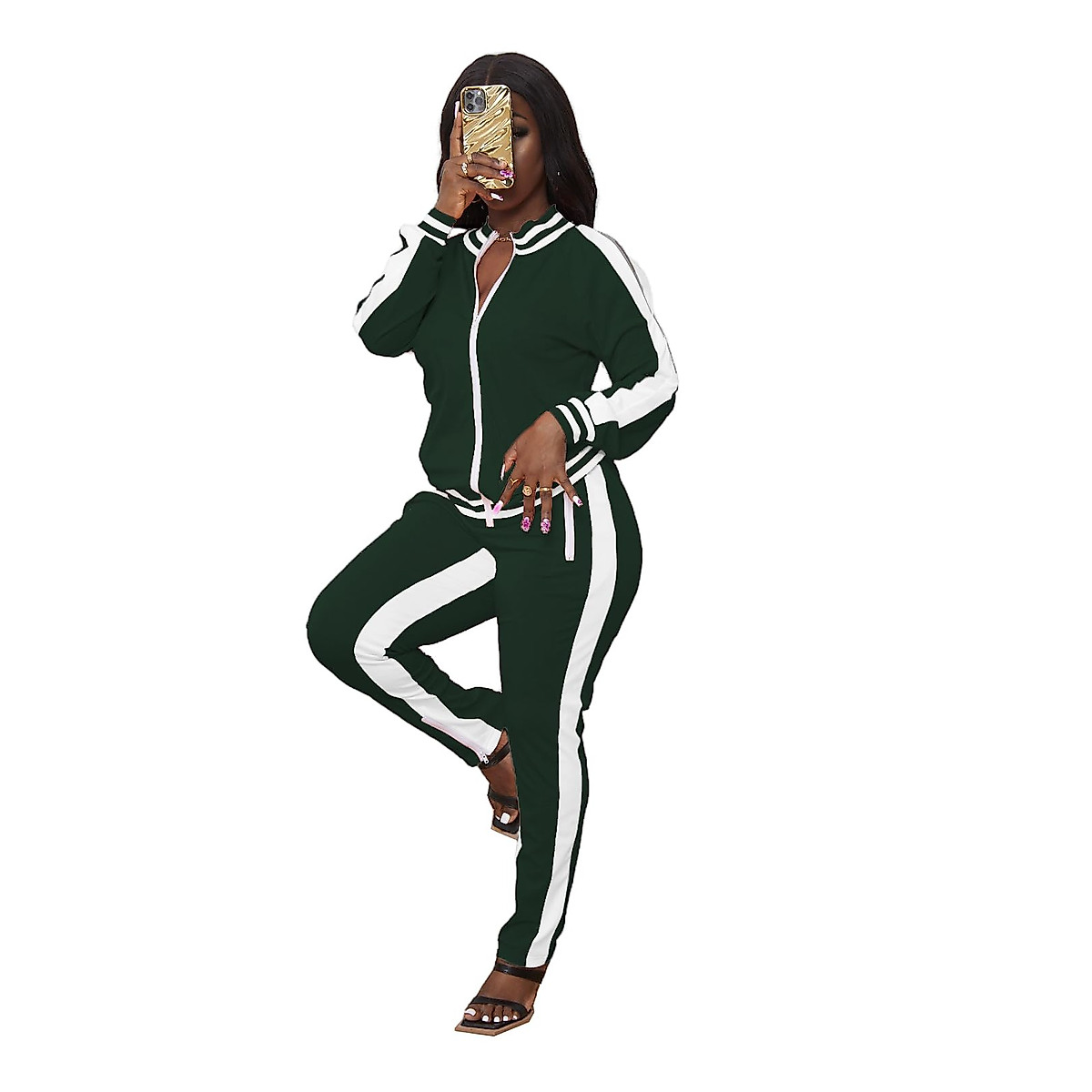 TOPONSKY Lounge Wear Set Outfits Jogger Outfitswomen Grey Sweat Suits Women Dark Green M