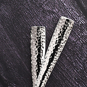 Hudson Essentials 9-Piece Hammered 18/10 Stainless Steel Silverware Serving Spoons and Forks Set - Hostess Buffet Flatware Utensils