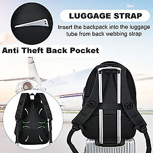 ANKUER Backpacks for Men Women, Backpack Fits Up 15.6 in Laptop Backpack for Travel, Backpacks with USB Charging Port, Work Business Backpack for Women (Black)