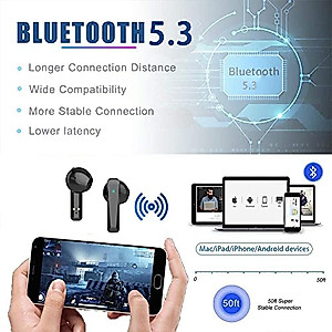 Wireless Earbuds,Bluetooth 5.3 Ear Buds Stereo Bass,Bluetooth Headphones in Ear Noise Cancelling Mic,IP7 Waterproof Earphones Sports Ear pods,Air Buds Pro 32H Playtime for iPhone/Android/Samsung