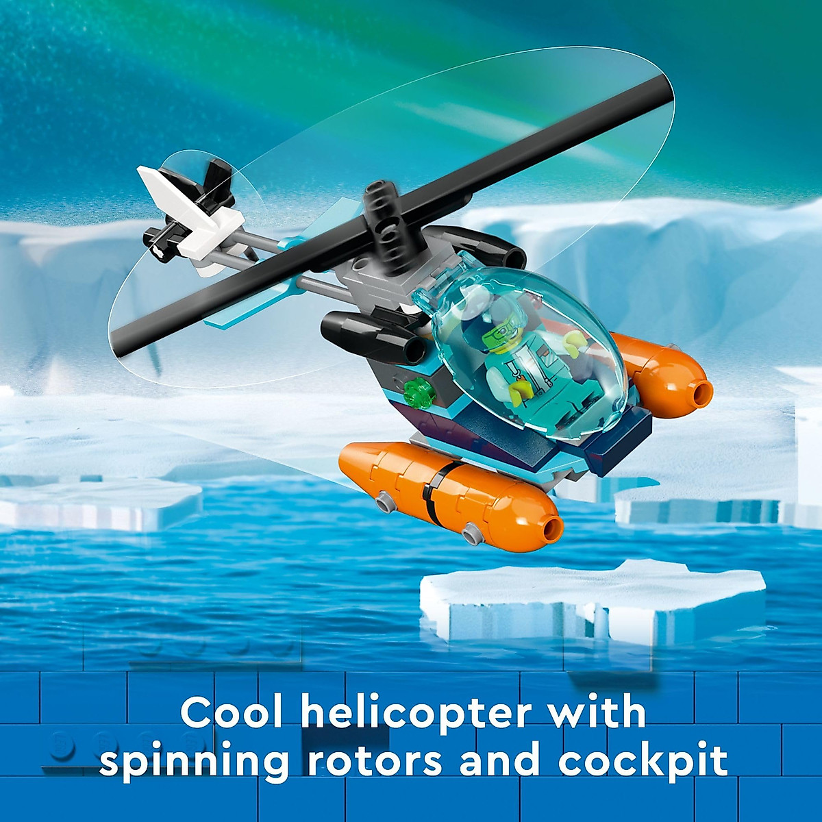 LEGO City Arctic Explorer Ship 60368 Building Toy Set, Fun Toy Gift for 7 Year Old Boys and Girls, with a Floatable Boat, Helicopter, Dinghy, ROV Sub, Viking Shipwreck, 7 Minifigures and an Orca