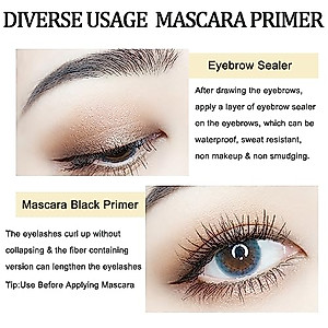 Rosarden Thrive Mascara Primer, Telescopic Waterproof Clear Mascara, Eyelash Primer Before Natural Smudge Proof Eyebrow Raincoat, Defining & Curling Topcoat, No Clumping Lash 0.0353 Ounce, 1Pack