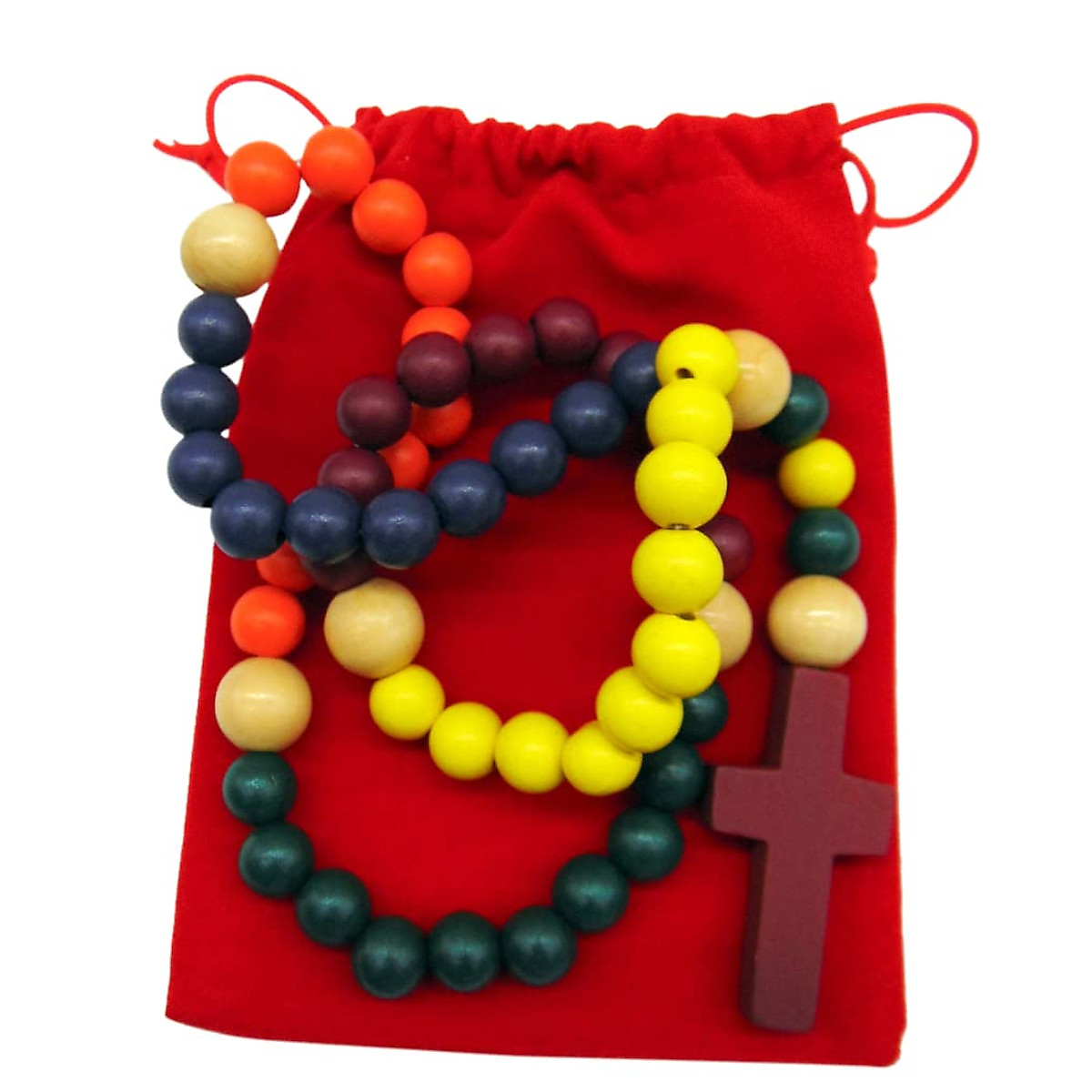 Westman Works Children's My First Rosary for Kids Baptism Set with Large Wood Bead with Drawstring Carry Bag Pouch