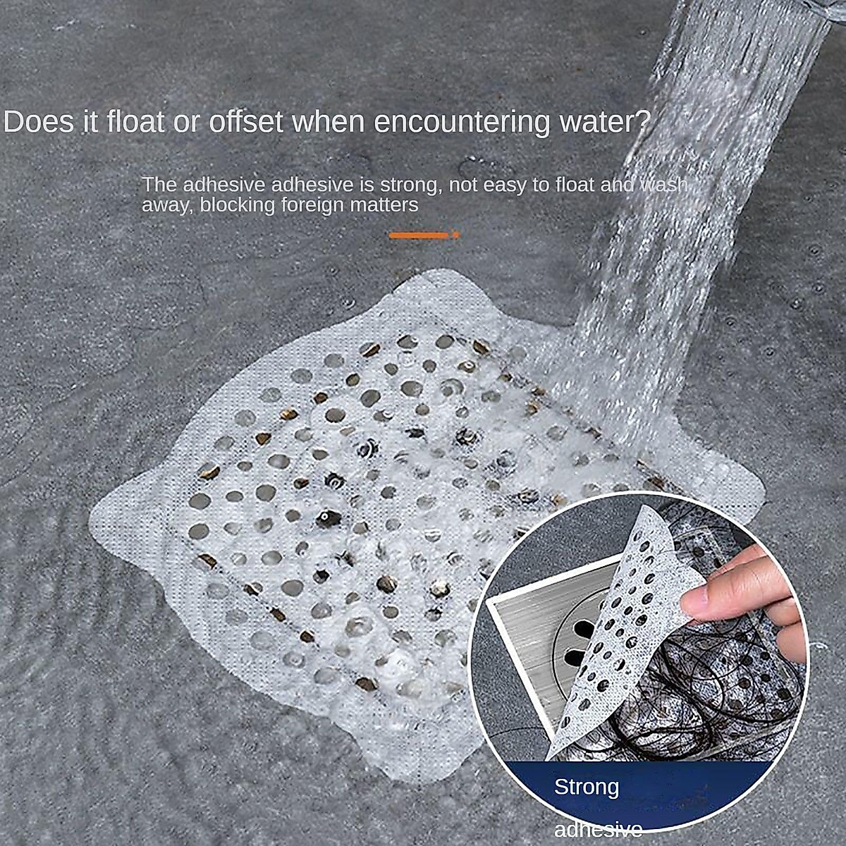 Drain Mesh Cover, Mesh Drain Cover, Mesh Shower Drain Cover, Disposable Shower Drain Cover Hair Catcher Shower Drain Mesh Stickers, Drain Catcher for Bathroom/Laundry/Bathtub/Kitchen/Sink (100pcs)