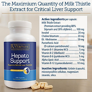 Rx Vitamins Hepato Support for Dogs & Cats - Liver Support Supplement with Milk Thistle for Dogs and Cats - Hepatic Dog Supplement Enriched with Vitamin B Complex - 180 Capsules