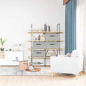 DAYARD Fabric Bins [3-Pack], Foldable Cube Baskets Storage Boxes for Shelves, Closet, Bookshelf, Nursery Organizer Containers, 16 x 11 x 8 inch Grey…