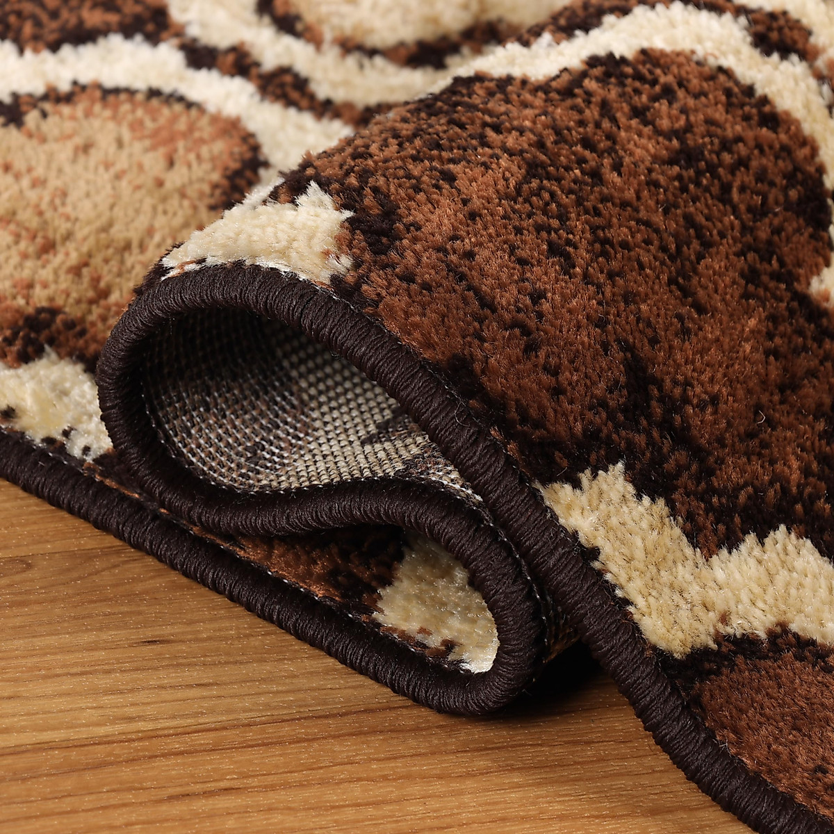 SUPERIOR Indoor Large Area Rug for Kitchen, Bedroom, Living Room, Entryway, Hallway with Jute Backing, Perfect for Hardwood Floors- Viking Modern Geometric Trellis Design, 5 ft. x 8 ft., Coffee