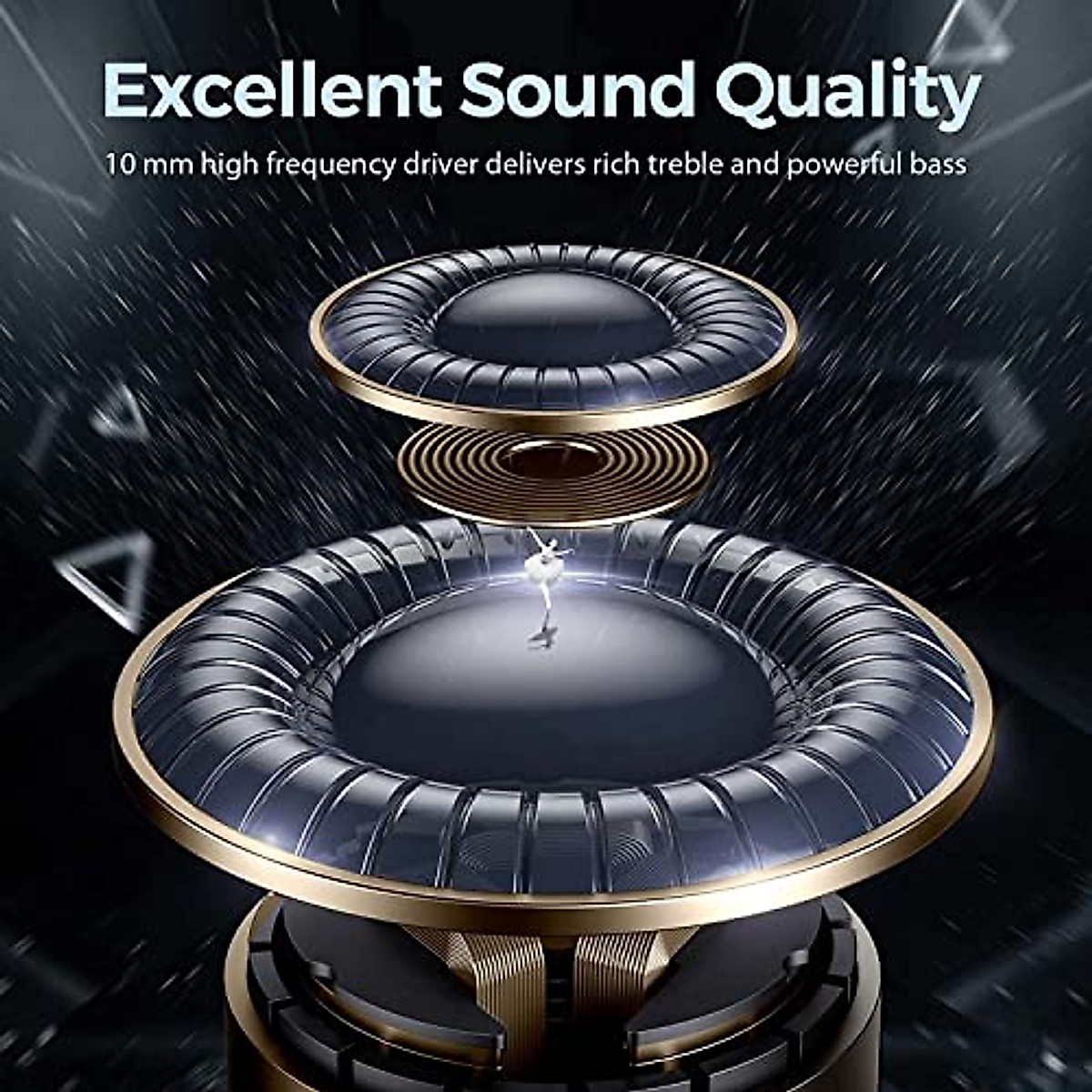 OneOdio True Wireless Earbuds, F2 Wireless Headphones,10mm Drivers with Deep Bass, 48H Playtime, Tiny Size Wireless Earbuds for Commute, Work, Workout, Running Grey