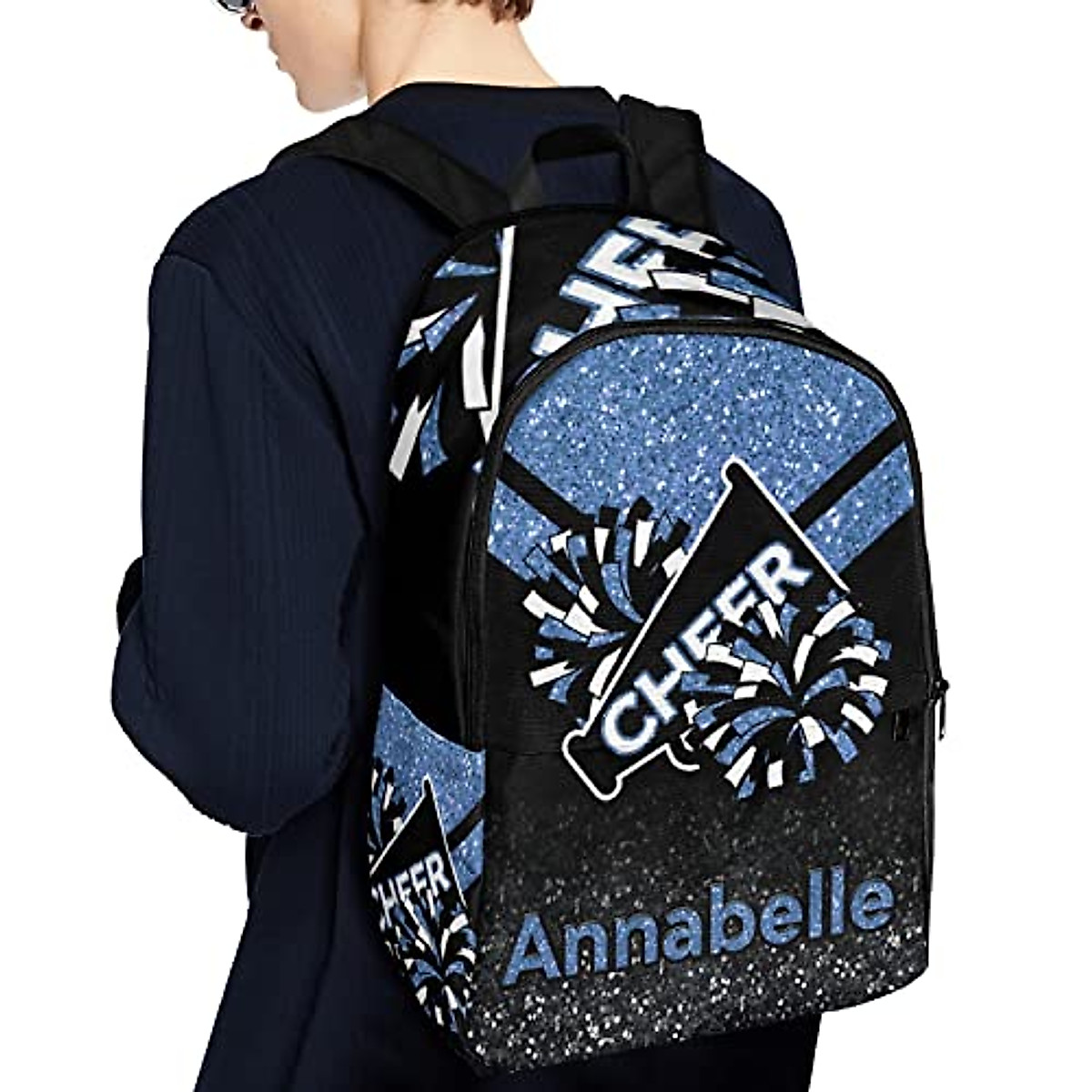 Yeshop Cheerleader Blue Personalized Backpack for Teen Boys Girls,Custom Travel Backpack Bag Gift