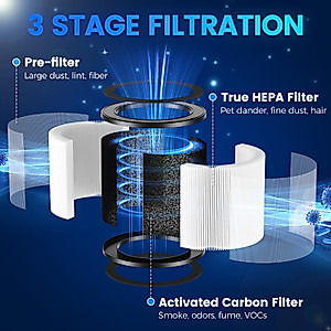 4 Pack MSB5 Filter Replacement Compatible with Membrane Solutions MSB5 Air Puri-fier, 3-in-1 H13 True Hepa Air Filter Replacement with High-Efficiency Filtration for Smoke Pollen Dander Hair Smell