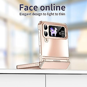 Phone case Compatible with Samsung Galaxy Z Flip 4 Case with Hinge Protection,Slim Thin Shockproof Hard Full-Body Protective Phone Case Cover for Flip4 5G Phone Phone Cover (Color : Pink)