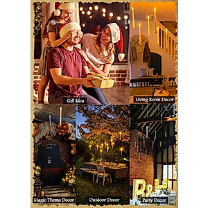 QVAIVE Floating Candles with Wand, 10Pcs Magic Flameless Hanging Candles,Flickering LED Taper Window Candles for Home Halloween Christmas Decoration Party Birthday