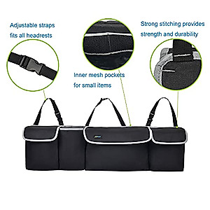 JOYSKY Car Trunk Organizer, Hanging Seat Back Storage Organizer with Large Pockets, Space-saving Backseat Car Organizer