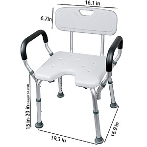 Shower Bath Chair Tool-Free Assembly Spa Bathtub Shower Lift Chair, Portable Bath Seat, Adjustable Shower Bench, White Bathtub Lift Chair with Arms… (2) (1 Shower Chairs)