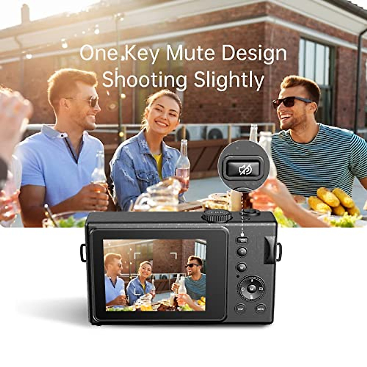 Camnoon 1080P Compact Digital Camera 48MP 3.0 Inch LCD Screen Auto Focus 16x Digital Zoom Anti Shake Smile Capture, Beauty Built-in Flash Battery Selfie Mirror Kids Teen Friends