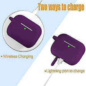 DGege AirPod Pro Case Purple Compatible with Apple AirPods Pro, Soft Silicone AirPods Skin for Women Men Protective Cases Cover for AirPods Pro with Keychain (Front LED Visible)