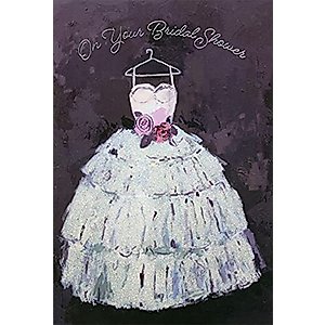 Pictura Sparkling Dress Hanging from Silver Foil Hanger Bridal Shower Congratulations Card
