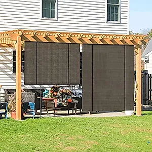 Coarbor Outdoor Roll up Shades Blinds for Porch Patio Shade Exterior Roller Shade Privacy Shade Screen for Deck Pergola Gazebo Brown 8'W x 6'H