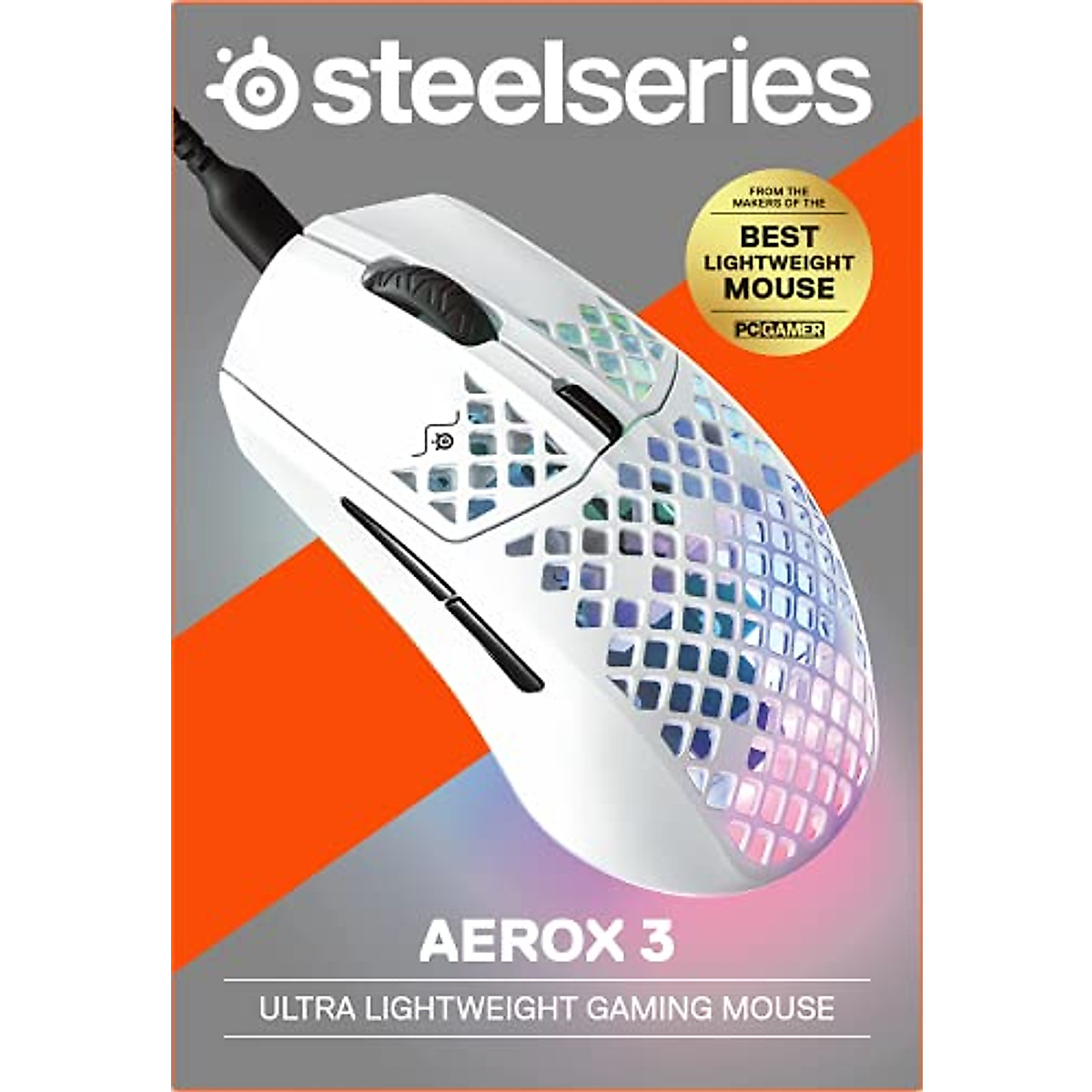 SteelSeries Aerox 3 - Super Light Gaming Mouse - 8,500 CPI TrueMove Core Optical Sensor - Ultra-Lightweight 59g Water Resistant Design - Universal USB-C connectivity - Snow (Renewed)