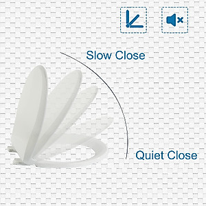 JINGZE Round Toilet Seat with Slow Close Standard Toilet Seat,Quiet Toilet Cover Seat Toilet Lid Durable Refused to Loosen Easy to Install & Clean,White