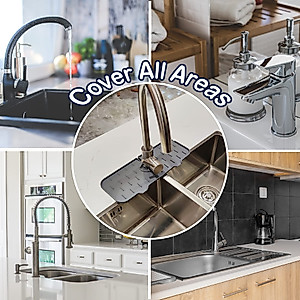 Kitchen Faucet Sink Splash Guard, Silicone Faucet Water Catcher Mat – Sink Draining Pad Behind Faucet, Grey Rubber Drying Mat for Kitchen