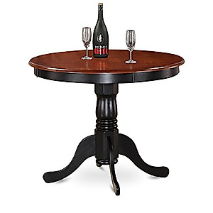 East West Furniture ANAV5-BLK-W 5 Piece Kitchen Set for 4 Includes a Round Room Table with Pedestal and 4 Dining Chairs, 36x36 Inch, Black & Cherry