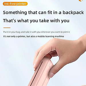 Gearwell Inkless Thermal Printer, A4 Paper Mini Printer, Bluetooth Connection Inkless Thermal Printing Machine, Battery Powered 90 Sheets Capacity Pink