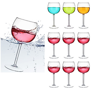 10 Pack Floating Wine Glasses for Pool 18 oz Unbreakable Wine Glasses with Stem Plastic Floating Cup Pool Reusable Stemware Shatterproof Wine Glasses for Indoor Outdoor Poolside Beach Supplies