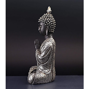 JORAE Seated Buddha Statue Buddhism Thai Meditating Home and Garden Decorative Sculpture Praying Collectibles Figurines, 9.5 Inches, Polyresin