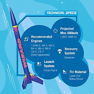 Estes - 1754 Wizard Flying Model Rocket Bulk Pack (Pack of 12) | Intermediate Rocket Kit | Step-by-Step Instructions | Science Education Kits | Great for Teachers, Youth Group Leaders and Birthdays
