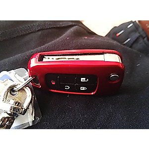 iJDMTOY Exact Fit Glossy Red Smart Key Fob Shell Cover Compatible with Chevy Camaro Cruze Malibu SS Spark Volt, Compatible with GMC Terrain 3 4 5 Buttons Folding Key Fob