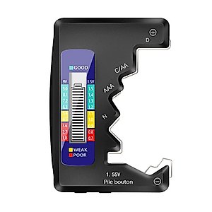 Battery Tester, Universal Battery Checker Small Battery Tester, LCD Display, Household Batteries Battery Tester, Power Indicator No Batteries Required AAA AA 9V Battery Detector Home Use Black