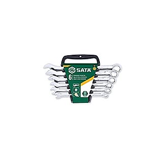 SATA 6-Piece Full-Polish SAE Combination Wrench Set with Offset Box Ends and an Easy-to-Carry Wrench Rack - ST09017SJ
