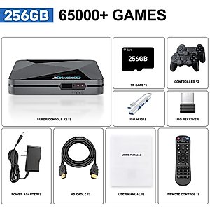 Kinhank Retro Game Console,Super Console X2 PRO Emulator Console with 65,000+ Classic Games,Retro Gaming Console with EmuElec 4.6 &Android 9.0,4K HD Output,2.4+5G,BT 5.0,Compatible with Most Emulators