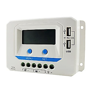 Saooer 30A Solar Charge Controller,Solar Controller with LCD Display Dual USB,Solar Panel Charger Controller Battery Intelligent Regulator 12V/24V PWM Auto Paremeter Adjustable