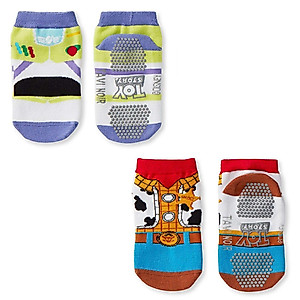 TAVI NOIR Tiny Soles Disney Character Pattern Toddler Low Rise No-Slip Grip Socks Packs, Toy Story, S - 2-4 y/o
