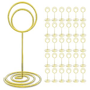 30Pcs 3.35 Inches Table Number Holders Place Card Holders, Gold Steel Clips for Table Numbers, Picture Holders for Tables, Card Holders for Centerpieces, Wedding, Party, Birthday
