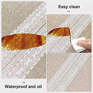 Vonabem 100% Waterproof Rectangle PVC Tablecloth, Vinyl Table Cloth Cover with Flannel Backing Oil Spill Proof Wipeable Table Cloths for Indoor Outdoor (Coffee Line,52X70IN)