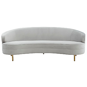 SAFAVIEH Couture Collection Primrose Light Grey Velvet/Gold Curved Sofa (Fully Assembled)
