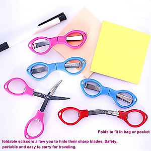 3 Pcs Folding Scissors,Portable Mini Travel Trip Scissors,Safety Foldable Small Scissors,Crafting Scissors,Stainless Steel Telescopic Cutter Used for Home Office,School, Camping