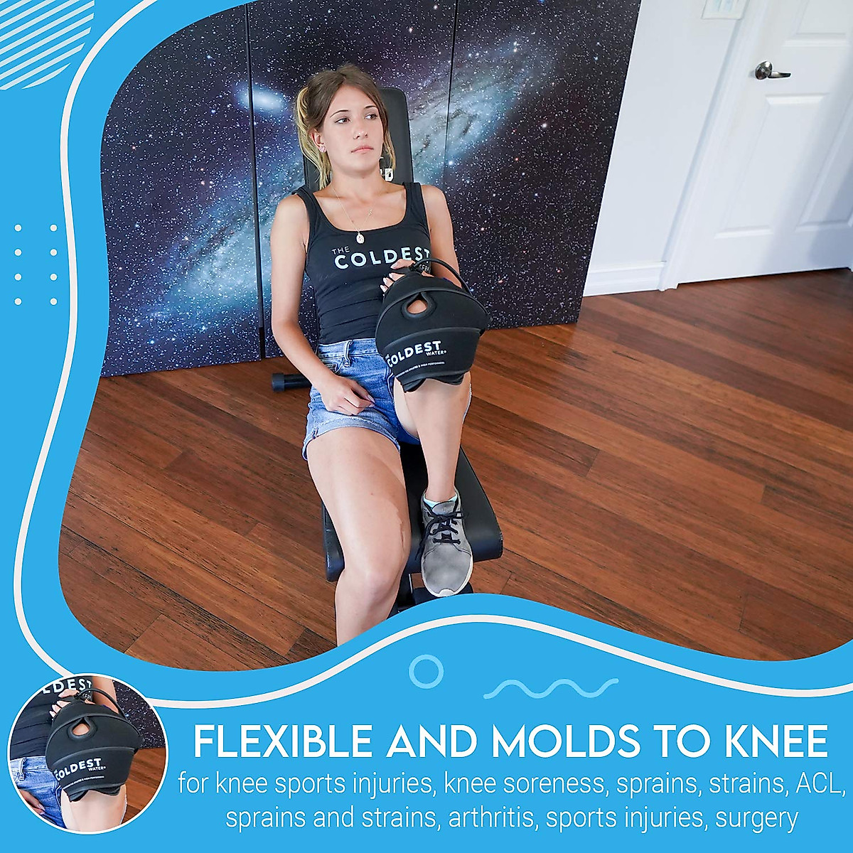 The Coldest Knee Ice Pack with Air Compression - Reusable Ice Packs Wrap for Targeted Cold Therapy - Knee Compression Sleeve for Knee Pain, Injury Recovery, Sprains, Swelling, & More