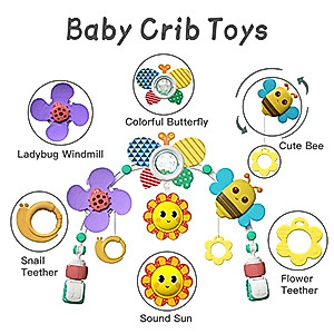 Eners Baby Play Arch Crib Toys, Activity Arch Toy, Crib Mobile for Pack and Play, Mobile for Bassinet, Crib Toys for Babies Boys Girls (Yellow)