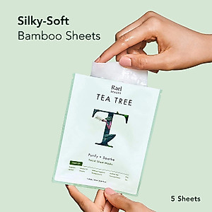 Rael Face Mask Skin Care, Tea Tree Face Masks - Bamboo Facial Sheet Mask, Korean Skincare, with Tea Tree Oil and Fruit Extracts, All Skin Types (Tea Tree, 5 Sheets)