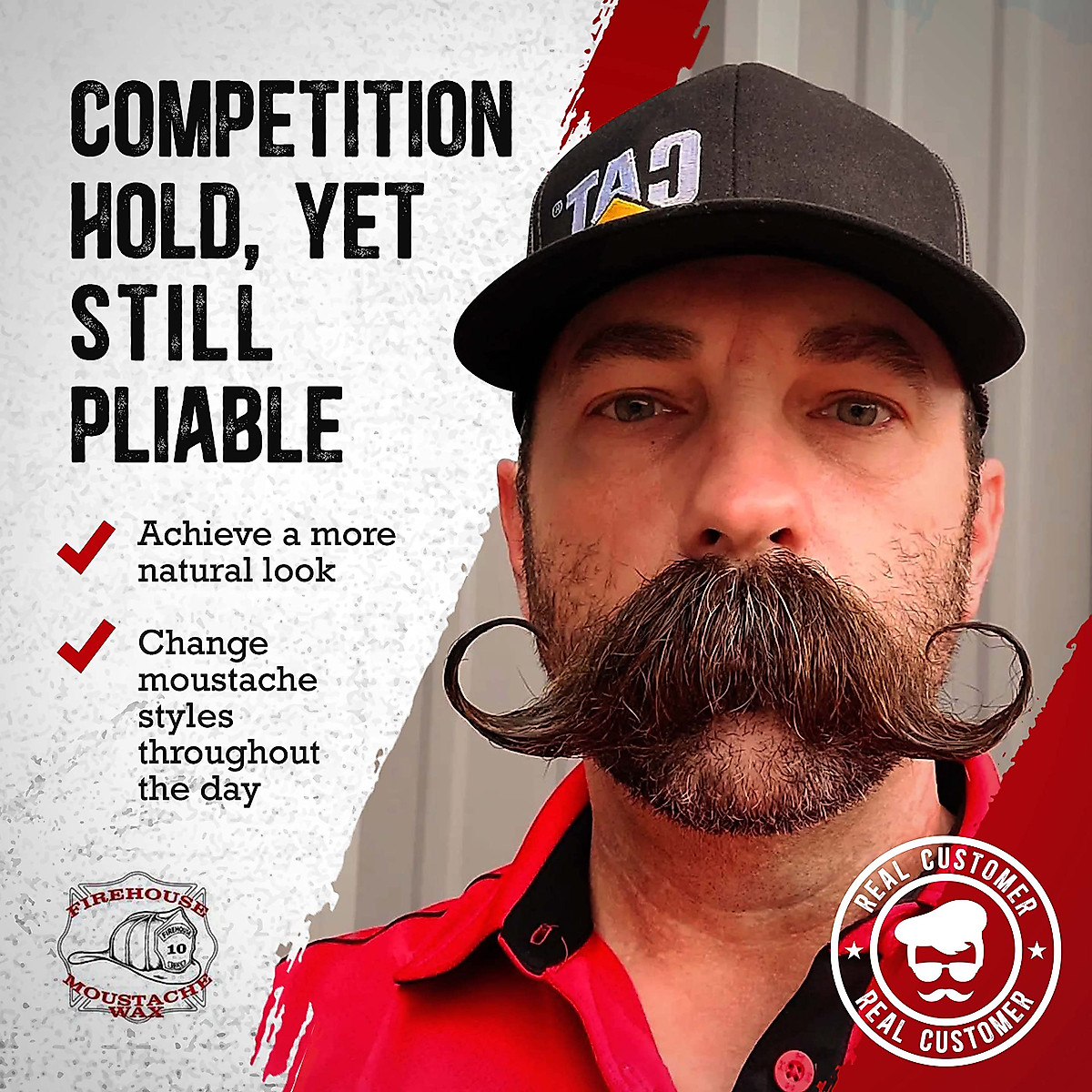 Firehouse Moustache Wax WACKY TACKY - Strong Heavy-Duty Dark Mustache & Beard Wax, Naturally Scented & Colored, All-Weather Mustache Wax (1 Ounce Tin); HANDMADE in Small Batches by John the Fireman